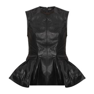 Rotate Peplum-Leder-Top - - Tops - Damen - Schwarzk - M