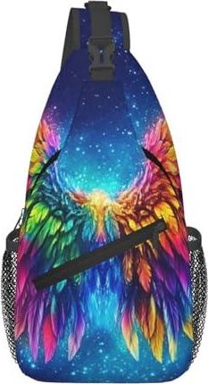 Generic Sac &agrave; dos &agrave; bandouli&egrave;re motif fleurs et ailes de papillon &eacute;toil&eacute;es pour homme