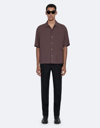 AllSaints Archer chemise &agrave; manches courtes en violet mauve fonc&eacute;