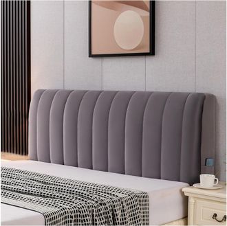 Generic Samt-Kopfteilbezug for Doppelbett - Dick gesteppter Schutz for Elegante, waschbare Schlafzimmerdekoration(Dark Gray,180x60cm/71x24in)