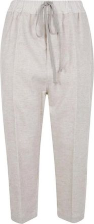 Rick Owens Femme, Pantalons, Beige, Taille: 40 FR Relaxed Fit Ribbed Knit Drawstring Cropped Pants