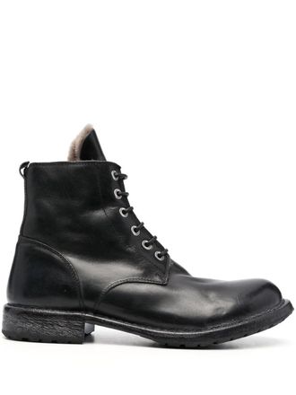 Moma bottines 35 mm en cuir &agrave; lacets - Noir