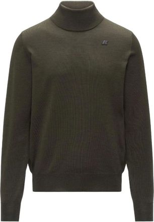 K-Way Col roul&eacute; Henry en laine m&eacute;rinos - Homme - Pulls - Vert - Taille: XL
