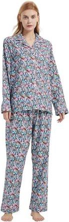 Global Femme Pyjama Flanelle Manches Long Ensembles de Pyjama Coton Chemises de Nuit Bouton Chaleureux Vêtements de Nuit Confortable,lart des Graffitis,XS