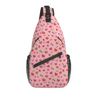 AOOEDM Red Heart Sling Bag Casual Crossbody Cute Heart Shoulder Bag Rucksack Chest Daypack für Outdoor