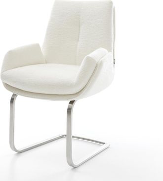 DELIFE Freischwinger Clea-Flex Boucl&eacute; Soft Beige Freischwinger flach Edelstahl, Esszimmerst&uuml;hle