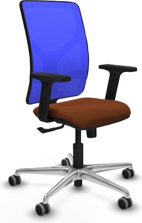 Piqueras y Crespo B&uuml;rostuhl mit hoher R&uuml;ckenlehne, mit 2D-Armlehnen, h&ouml;henverstellbare Lendenwirbelst&uuml;tze, ausgestattet mit 3 Positionen und Schneideschaum, Blau/Braun