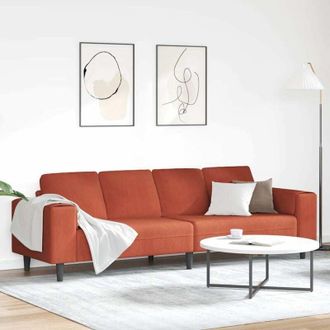 vidaXL Sofa en tissu avec coussin Rouge orange Tissu en velours côtelé vidaXL