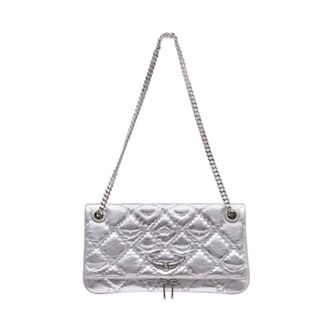 Zadig&Voltaire Femme, Sacs, Gris, Taille: ONE Size Rock II Metal Monogram Clutch