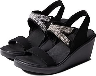 Skechers Femme Rumble on-Chart Topper Sandales Bride arrière, Noir (Black Mitobuck/Metal/Clear Rhinestone Blk), 39 EU