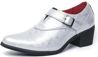 Generic Mocassins habillés en cuir verni avec sangle à boucle pour homme - Style décontracté - Pour le travail, le bureau, le mariage, blanc, 40 2/3 EU