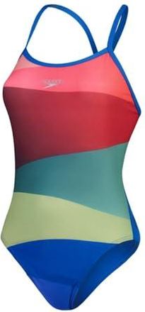 Speedo Womens Placement Digital Turnback Maillot de bain une pi&egrave;ce pour femme, Watermelon, Harlequin Green, True Cobalt, Sweet Purple, 38