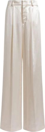 Alberta Ferretti Femme, Pantalons, Beige, Taille: 40 FR Pleated Satin Pantalons
