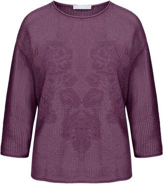 bianca Strickpullover UNDINE in Lochstrick-Optik in Trendfarbe mulberry