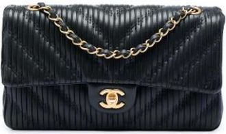 Chanel Pre-owned Sac bandouli&egrave;re en cuir pliss&eacute; - Femme - Pre-owned - Noir - Taille: ONE Size