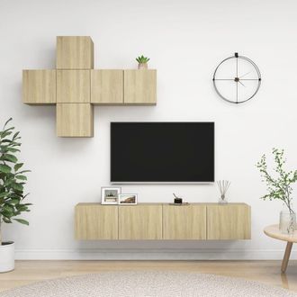 vidaXL Vidaxl Set Di Mobili Porta Tv 7 Pz Rovere Sonoma In Legno Multistrato