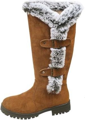 Generic Bottes de neige chaudes et antid&eacute;rapantes pour femme - &Eacute;l&eacute;gantes - Doublure en polaire - Talon bas et &eacute;pais - En daim synth&eacute;tique - Confortables - &Agrave; e