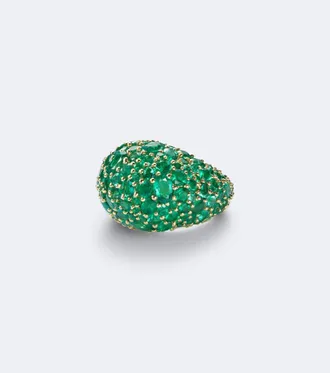 Octavia Elizabeth Ring Earth Dome aus 18kt Gelbgold mit Smaragden