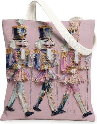 Generic Sacs fourre-tout en toile motif Casse-noisette, sacs d&eacute;picerie r&eacute;utilisables, l&eacute;gers et lavables avec bandouli&egrave;re, p&ecirc;che, 13x15 Inch