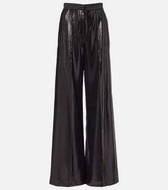 Elie Saab Pantalon ample en satin &agrave; sequins