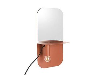 Leitmotiv Wandleuchte Plate Eisen matt braun, inklusive Spiegel