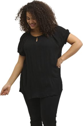 Kaffe Curve Kurzarm-Bluse KCami Bluse Gro&szlig;e Gr&ouml;&szlig;en Damen Kurzarm Rundhals Plus Size Shirt 48, Black Deep