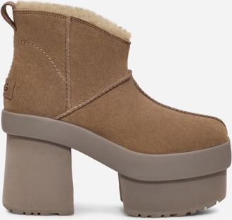 UGG New Heights Platform Mini Boot für Damen in Hickory, Größe Wildleder