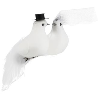 Lurrose 1 Paar Realistische Vogelfiguren aus Schaumstoff Weiß Detailgetreu mit Dreidimensionalen Augen Wetterfest für Wohnraum und Gartendekoration