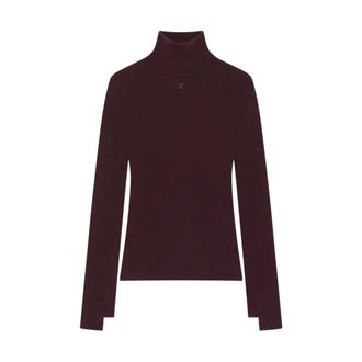 Courr&egrave;ges Felpa collo alto interlock con logo AC sul fronte - - Knitwear - Damen - Rot - S