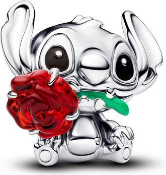 Pandora Moments Disney Stitch Rose Murano-Glas-Charm aus Sterling-Silber, Kompatibel Moments, 794378C01