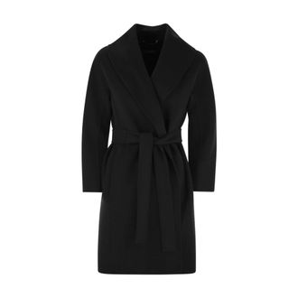 Max Mara Femme, Manteaux, Noir, Taille: 40 FR Manteau midi en pure laine double tissage cousu main