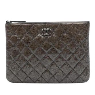 Chanel Pre-owned gesteppte Lackleder Clutch - - Pre-owned - Damen - Grau - ONE SIZE