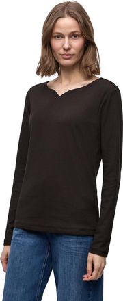 Street One Basic Shirt mit Rippstruktur Darkest Brown 46