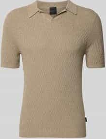 Bugatti Slim Fit Strick-Poloshirt mit Strukturmuster