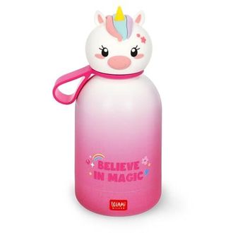 Legami Legami - Bouteille deau pour enfants Hot&Cold BFF, Unicorn, double couche en acier inoxydable 18/8 avec fermeture herm&eacute;tique, garde le chaud pendant 1