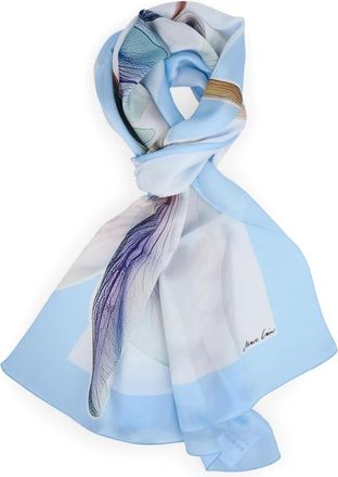 Marc Cain Femme, Accessoires, Bleu, Taille: ONE Size Seidenschal mit Lilienprint