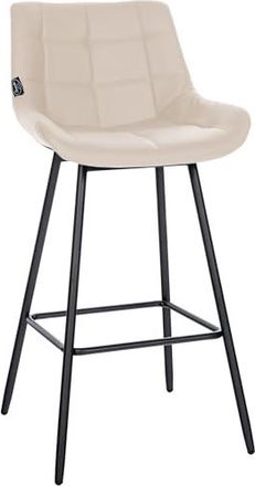 Clp Tabouret de Bar Weston I Assise rembourrée avec Motif matelassé I Structure en métal I revêtement en Velours ou Simili Cuir, Couleur:crème, Matériel:S