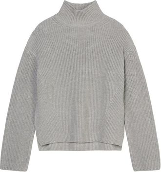 Marc O'Polo Damen Strickpullover aus Bio-Baumwolle mit Turtleneck, Grau (Mid Stone Melange), L