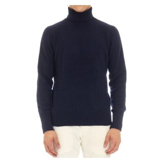 Drumohr Blauer Wollpullover Dolcevita Stil - - Knitwear - Herren - Blau - M