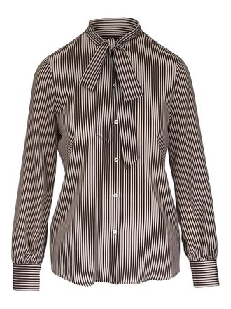 Nili Lotan Gestreifte Irina Bluse mit Schleifenverschluss - Braun