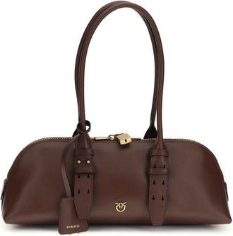 Pinko Schultertasche aus braunem Kalbsleder Bos Taurus