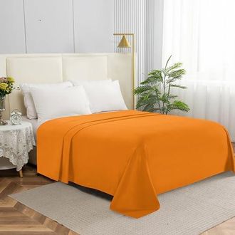 Elegant Comfort Premium Hotelqualit&auml;t, 1-teiliges Bettlaken, luxuri&ouml;s, weich, Fadenzahl 1500, &auml;gyptische Qualit&auml;t, Knitter-, Flecken- und lichtbest&auml;ndig, Elite-Orange