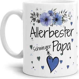Tassendruck Tasse mit Spruch - Allerbester Schwiegerpapa - Schöne Geschenkidee/zum Geburtstag für beste Freunde und Familie/Danke Tasse - Weiß