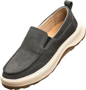 Generic Mocassins d&eacute;contract&eacute;s en cuir v&eacute;ritable pour homme - Antid&eacute;rapants et l&eacute;gers - Pour la marche et la conduite, gris, 42 2/3 EU