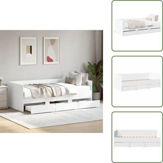 vidaXL Lit de jour avec tiroirs sans matelas blanc 90x190 cm - Lit Deux Places - Canap&eacute; Lit - Meuble Multifonction - Rangements Int&eacute;gr&eacute;s - Lit Convertible