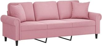 vidaXL 3-Sitzer-Sofa mit Zierkissen Rosa 180 cm Samt Vidaxl