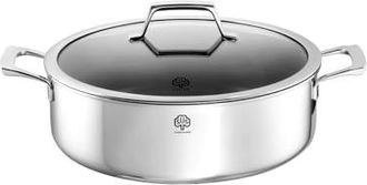 Schulte Ufer Schmortopf Quasar mit UniverSUS-Oberfl&auml;chenstruktur und Energiekern, ohne PFAS/PTFE, 9545-28, Edelstahl, 28 cm