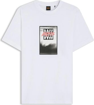 HUGO BOSS T-Shirt aus einem Baumwolljersey mit gummiertem Label-Print in