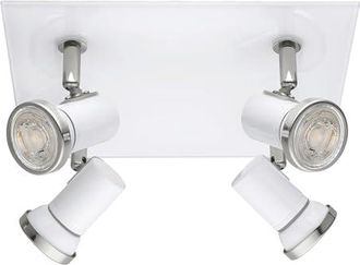 Eglo Deckenlampe Tamara 1, 4 flammige Deckenleuchte, Deckenleuchte Bad, Badezimmer Lampe aus Metall in Wei&szlig; und Chrom, Glas, Deckenstrahler, Spots inkl. GU