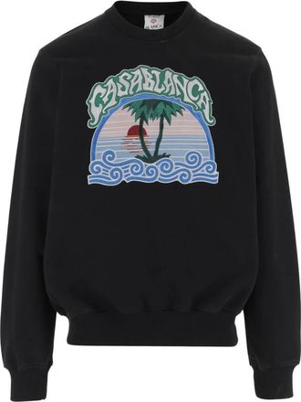 Casablanca Homme, Sweatshirts et sweats &agrave; capuche, Noir, Taille: S SweaT-shirt Casa Crest Brod&eacute;